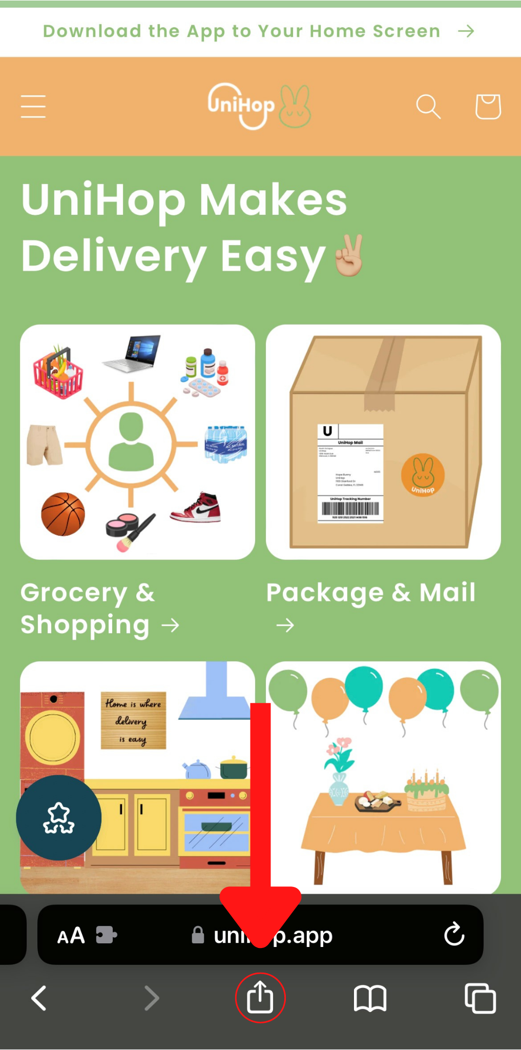 Download the UniHop App For Packages, Groceries, Shopping - UniHop